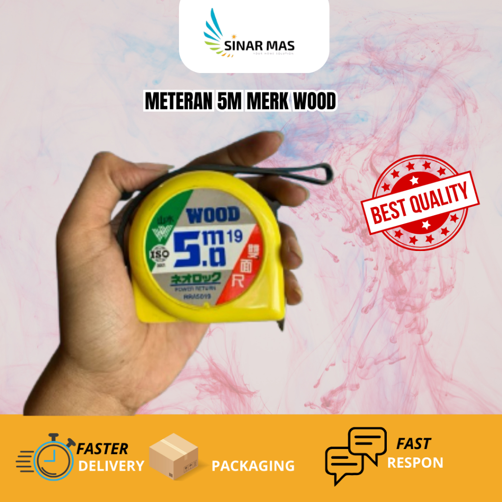 Jual Meteran 5M merk Wood/Meteran Gulung Otomatis 5 Meter Wood ...