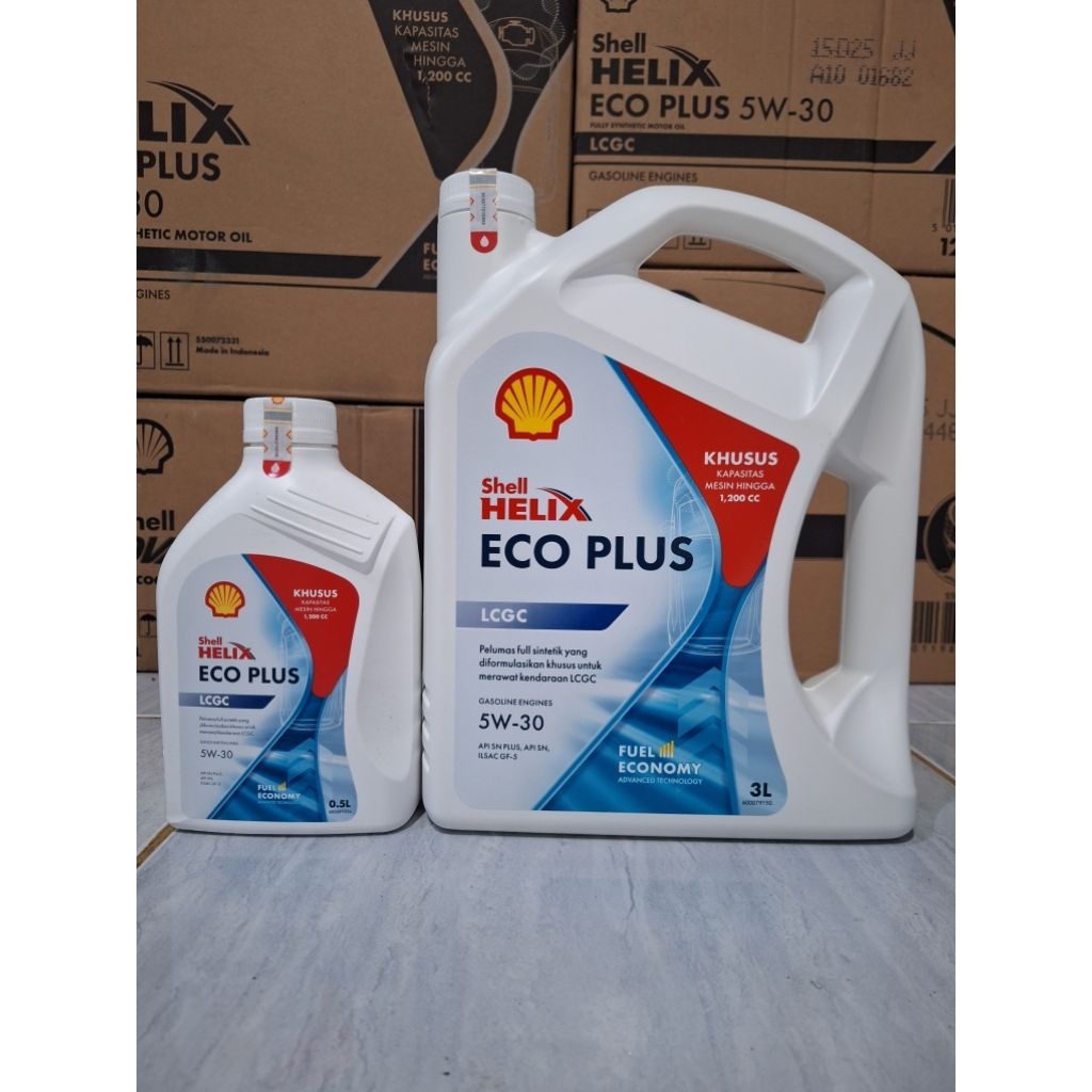 Jual shell helix ECO PLUS 5W-30, 2 botol oli 3 liter dan 0,5 liter ...