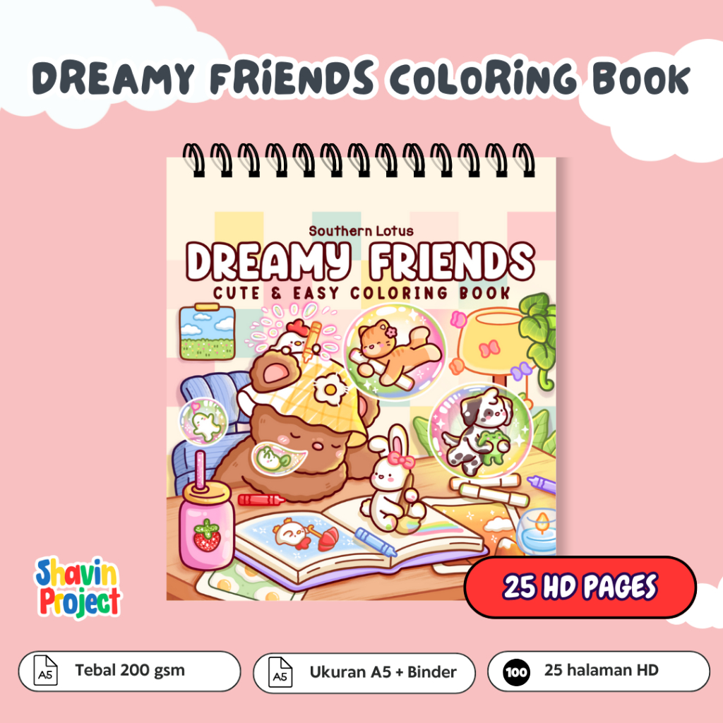 Jual Coloring book cute and cozy Dreamy Friends Lotus Size A4 A5 Ukuran ...