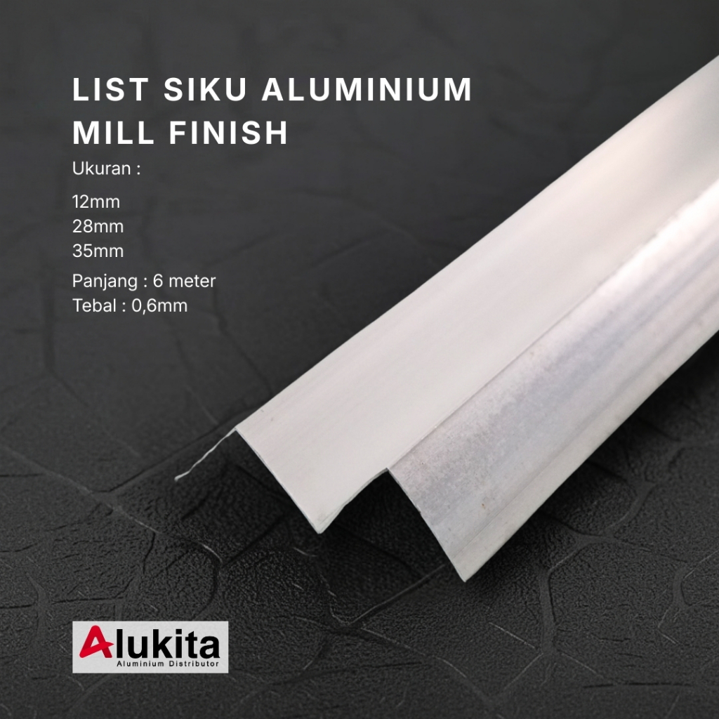 Jual List Siku Aluminium 12mm, 28mm, 35mm | Tebal 0,7mm | Mill Finish ...