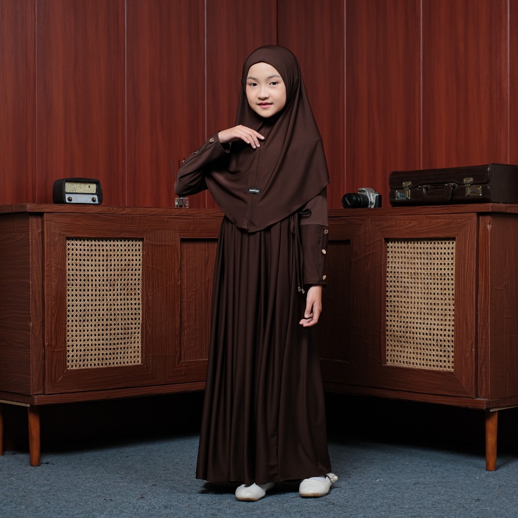 Jual Esyhi - Gamis Abaya Anak Inara Serut Usia 4-10 Tahun Jersey Lembut ...