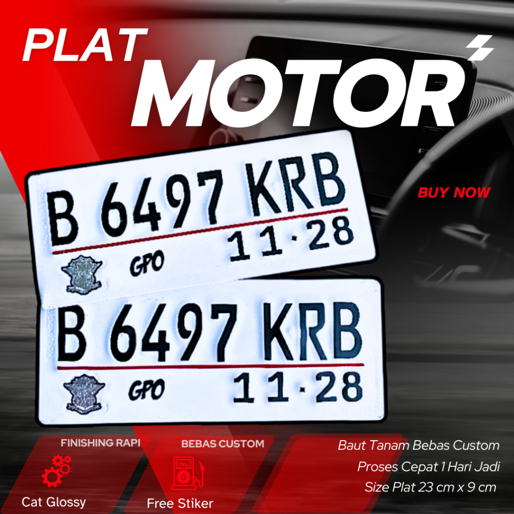 Jual Plat motor custom warna putih satu pasang plat motor variasi warna ...