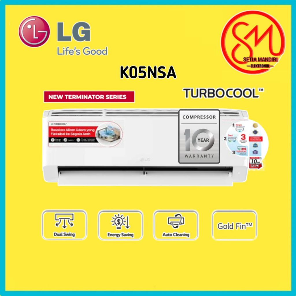 Jual LG Air Conditioner 1/2 PK New Terminator Gold Fin - Auto Cleaning ...