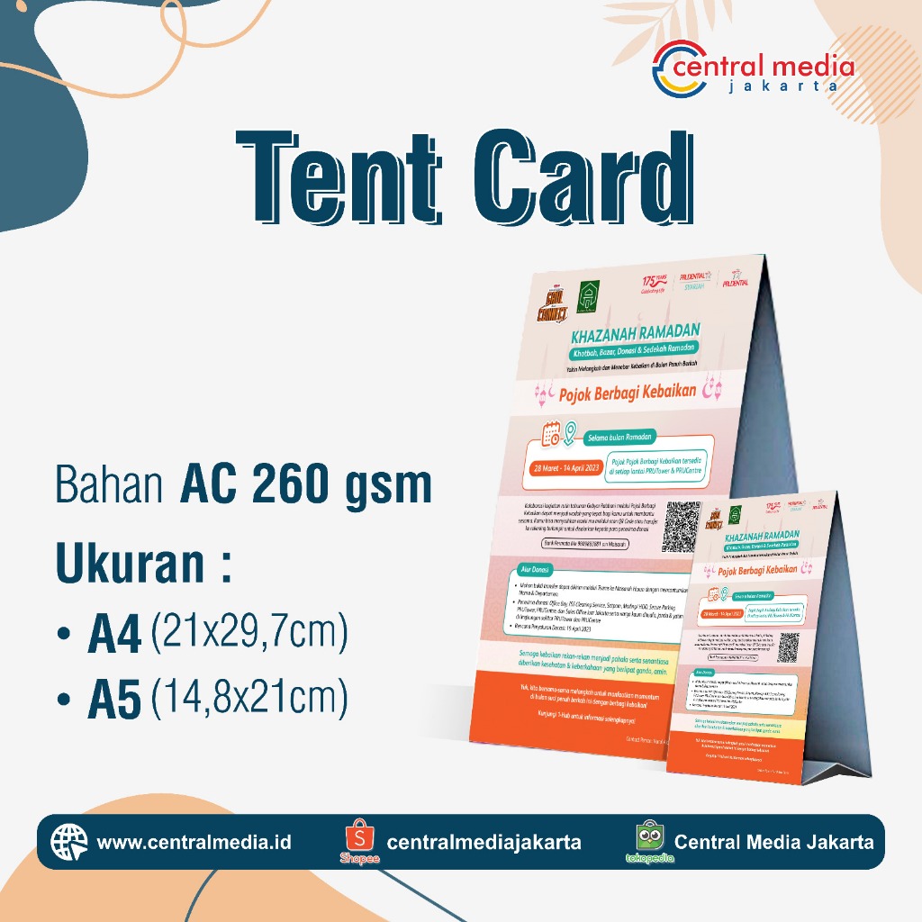Jual Cetak Tent Card A4 Custom Potrait Stand Meja Promosi Menu | Shopee ...