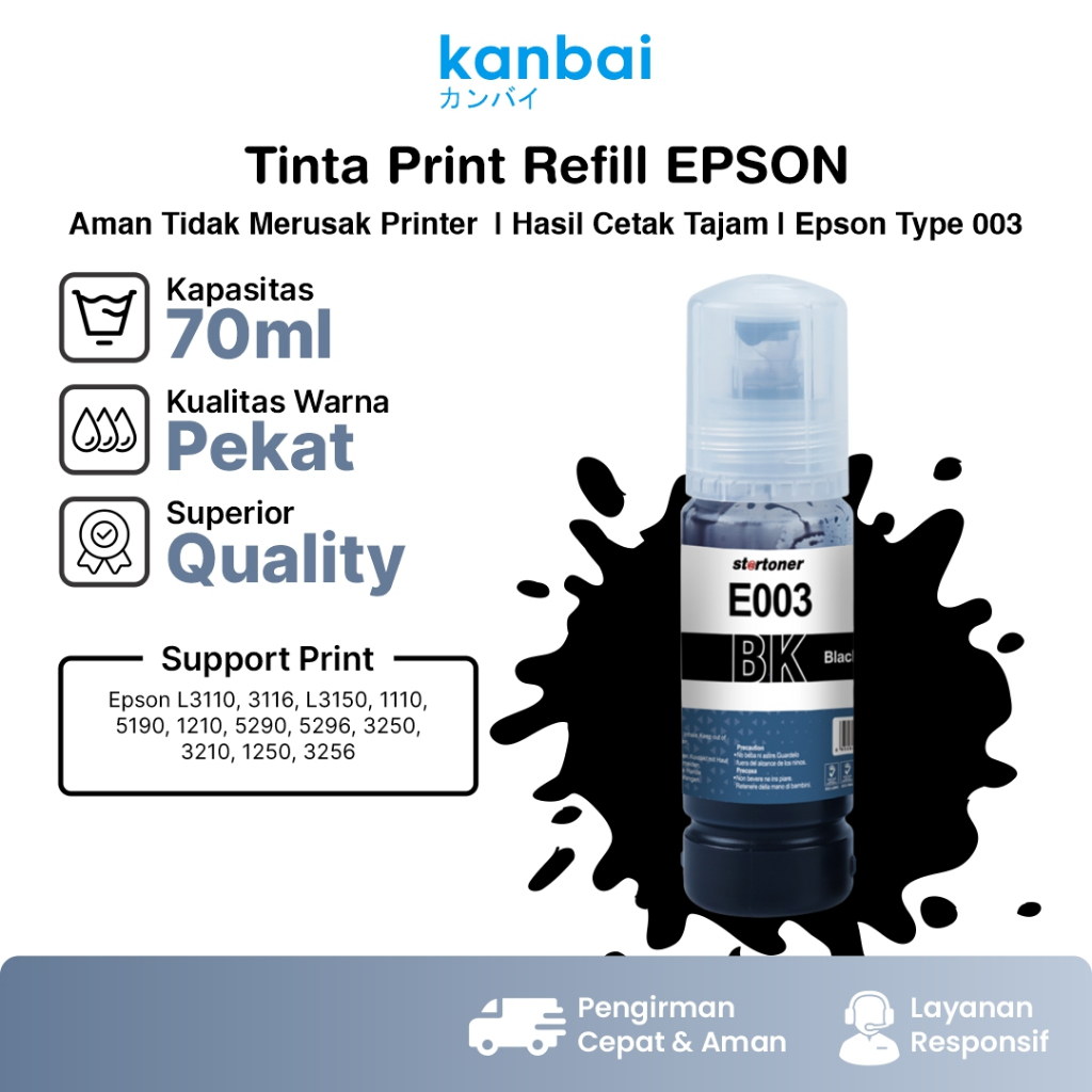 Jual Tinta Printer Epson 003 Hitam L3110 / L3150 / 5296 / 1110 ...