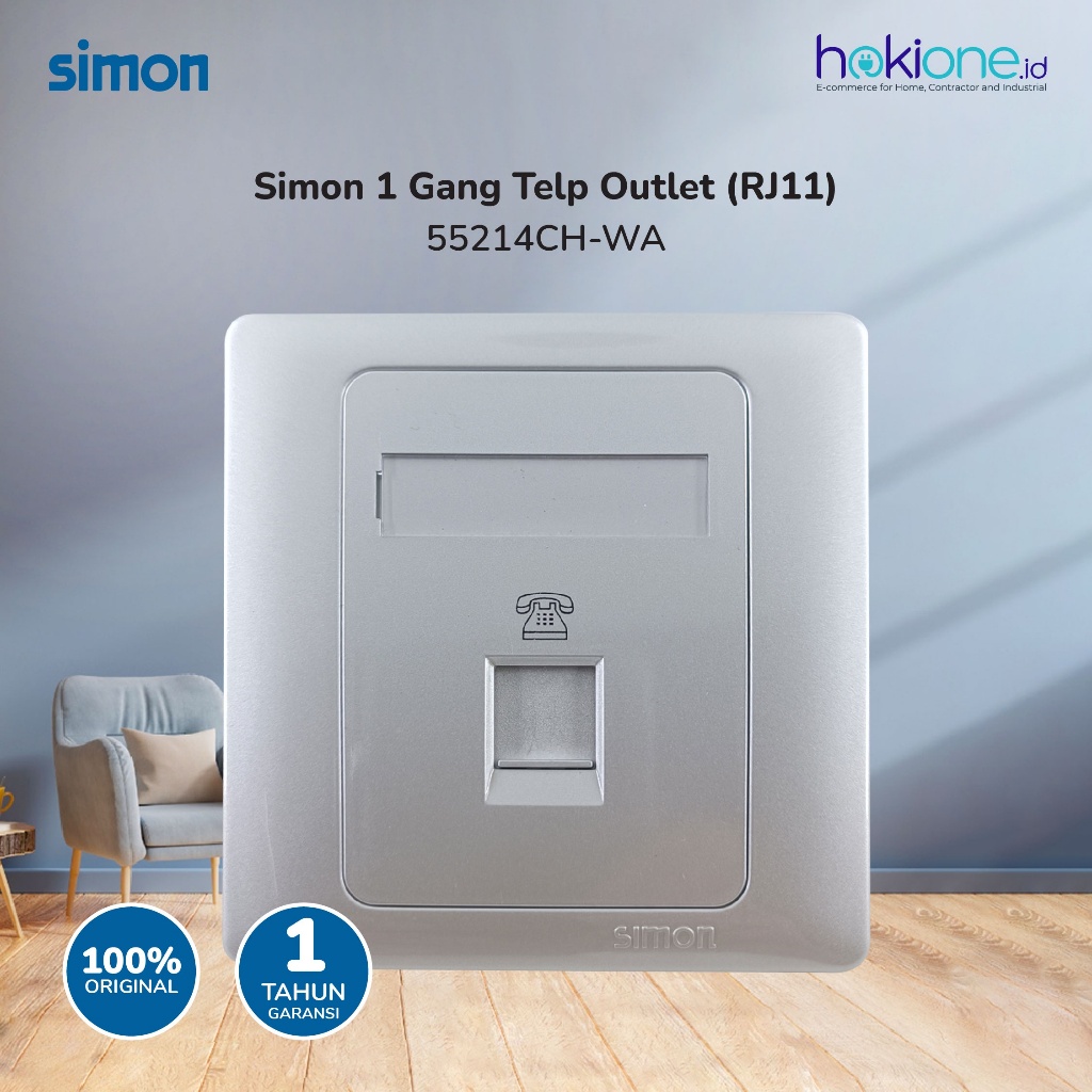 Jual Simon 1 Gang Telp Outlet ( RJ11) - 55214CH-WA | Shopee Indonesia