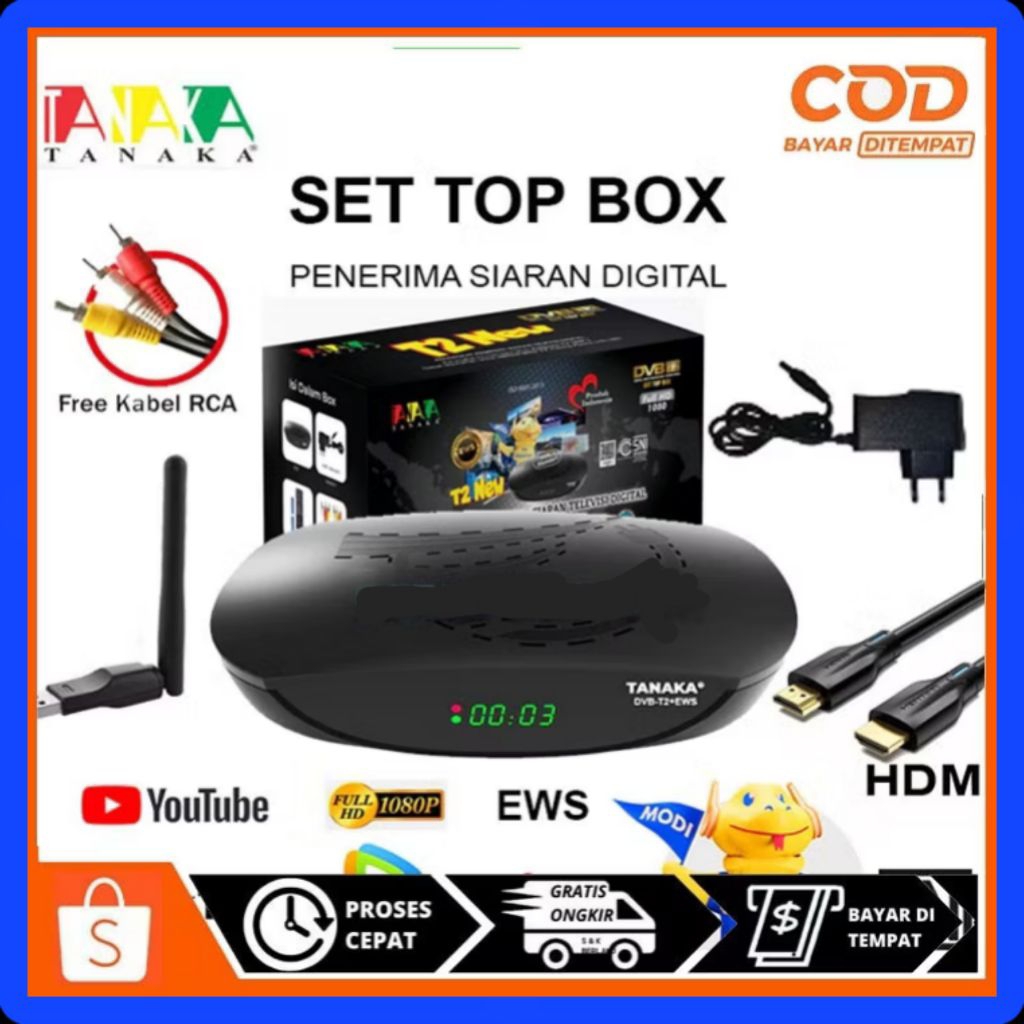 Jual Set Top Box DVB-T2 Tanaka New SNI Full HD Penerima Siaran Digital ...