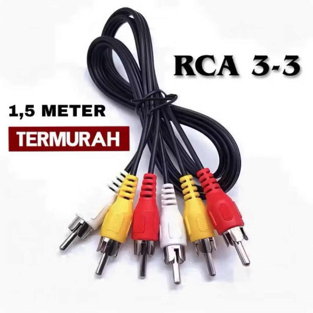 Jual Kabel Rca 3 ke 3 Jack Audio Video TV Untuk STB warna hitam ...