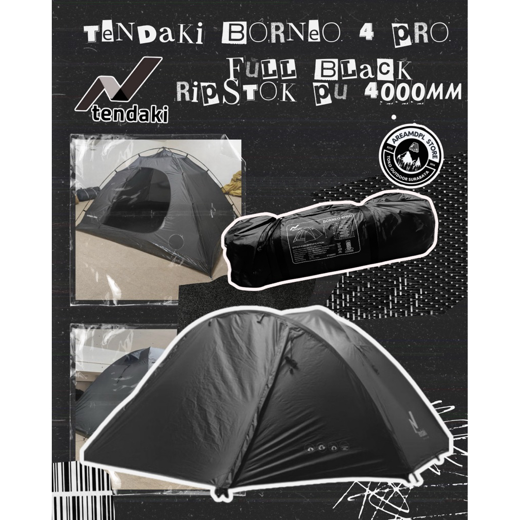 Jual Tendaki Borneo 4 Pro Full Black PU 4000mm Ripstok | Shopee Indonesia