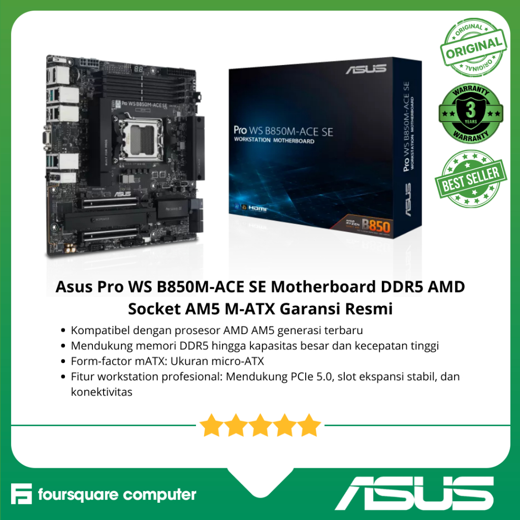 Jual Asus Pro WS B850M-ACE SE Motherboard DDR5 AMD Socket AM5 M-ATX ...
