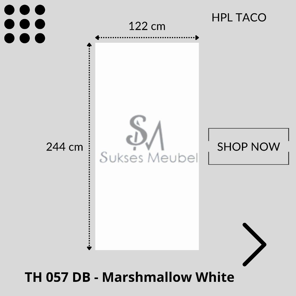 Jual TACO HPL Solid Matte TH 057 DB - Marshmallow White Matte | Per 1 ...