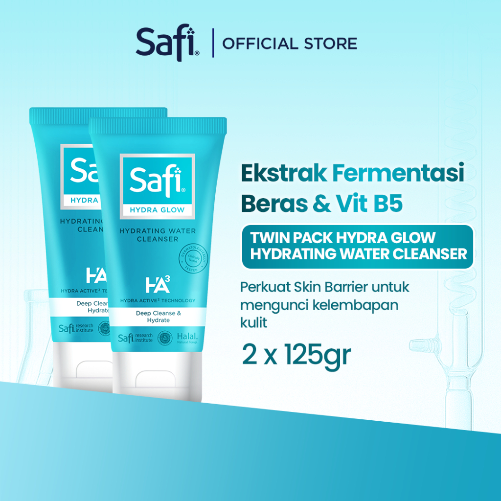 Jual Safi Hydra Glow Hydrating Water Cleanser 125gr - TWINPACK | Shopee ...