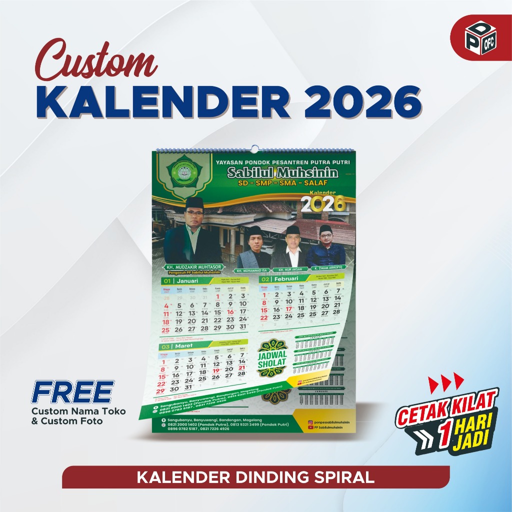 Jual Kalender 2026 Custom Finishing Lubang Spiral cocok untuk kalender ...