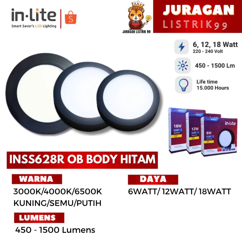 Jual INLITE - DOWNLIGHT PANEL OUTBOW OB BULAT INSS628R 6W 12W 18W ...