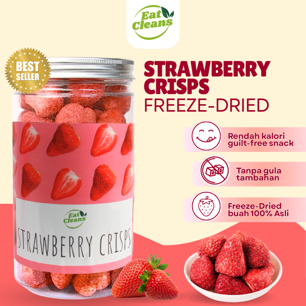Jual EAT CLEANS Snack Buah Strawberry Kering Freeze Dried Strawberry ...