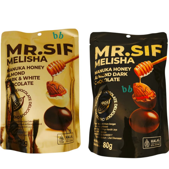 Jual MR.SIF MELISHA Manuka Honey Almond Dark Chocolate Dark & White 80g ...
