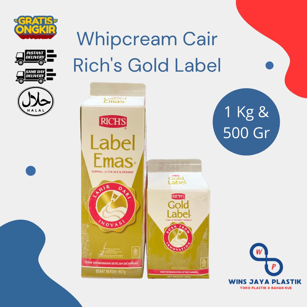 Jual Rich's Gold Label Whipping Cream 1 liter&500 gr | Whipped Cream ...