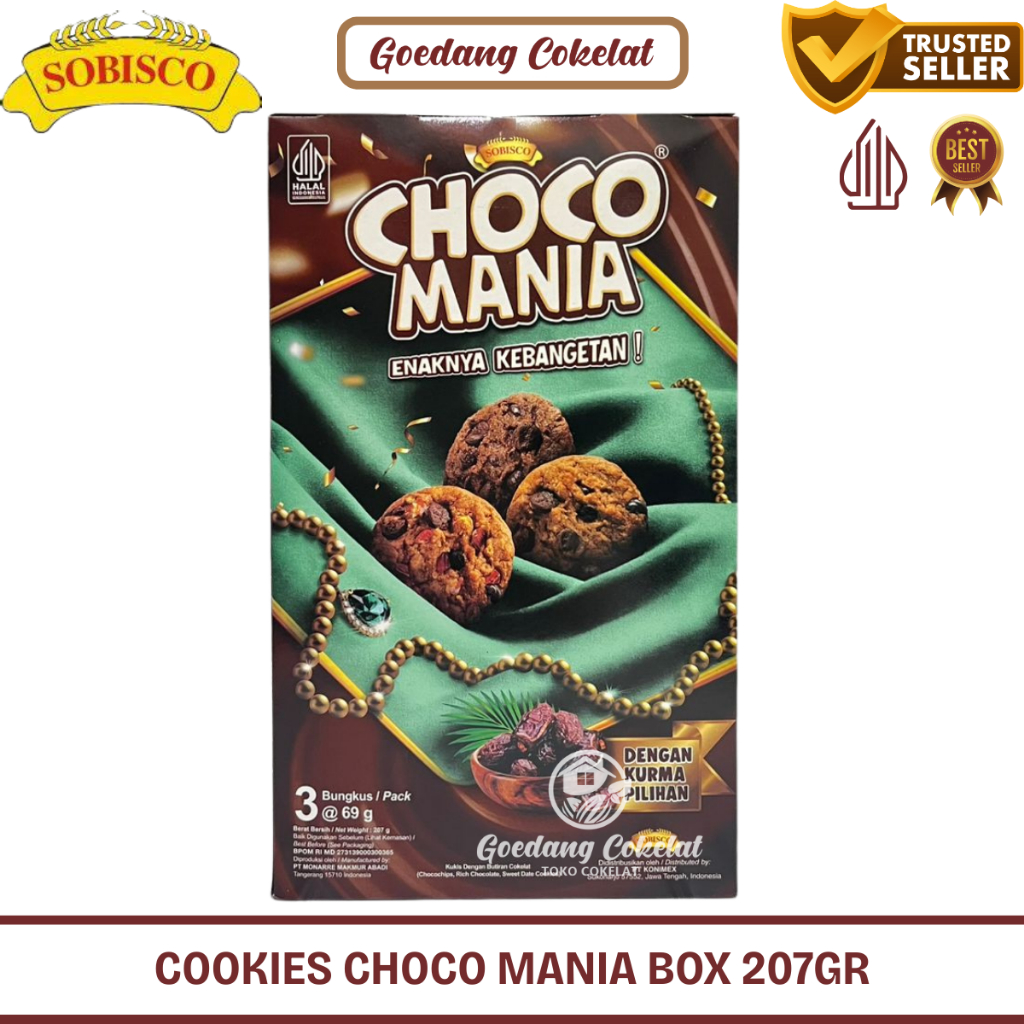Jual CHOCOMANIA Cookies Coklat Isi Topping Kurma Kemasan Box 207g ...