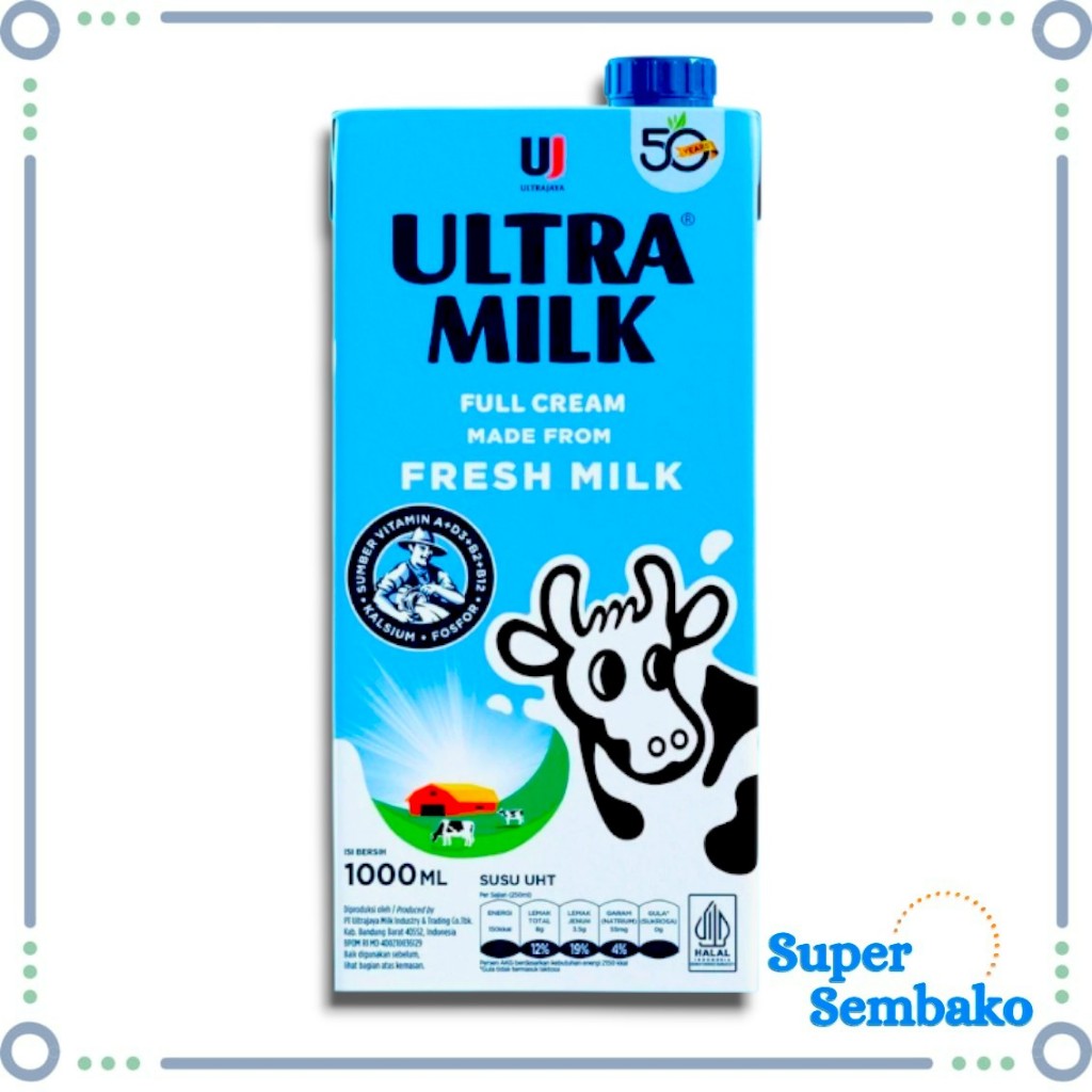 Jual SUSU UHT ULTRA MILK FULL CREAM PLAIN PUTIH 1 LITER / 1L / 1000ml ...