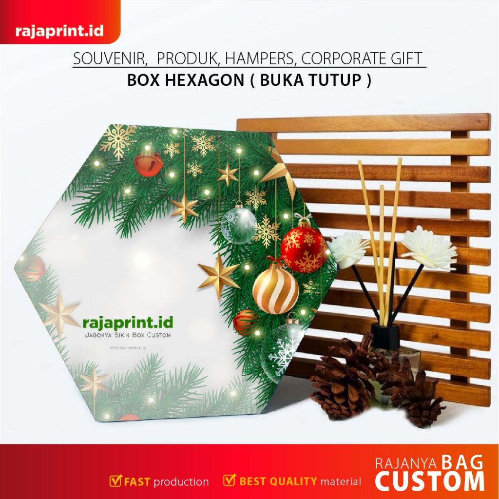 Jual Hexagon hardbox tahun baru / natal / hardbox persegi 6 / bloombox ...