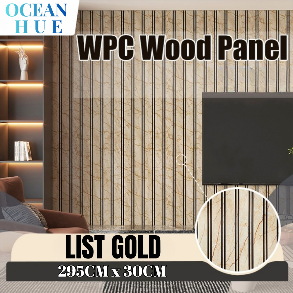 Jual WOOD PANEL PVC LIST GOLD UKURAN 295CM x 30CM tebal 9MM by OCEAN ...