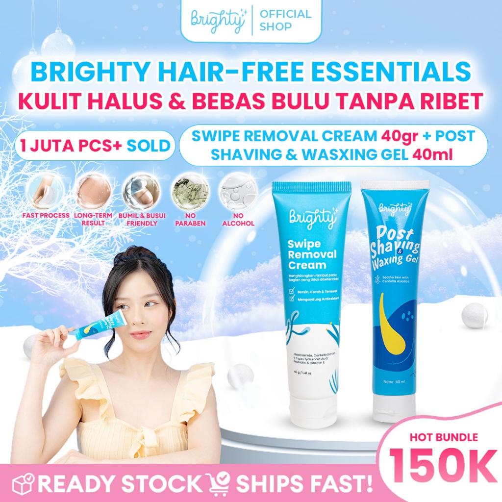 Jual Brighty Swipe Removal Cream X Post Shaving & Waxing Gel Perontok ...