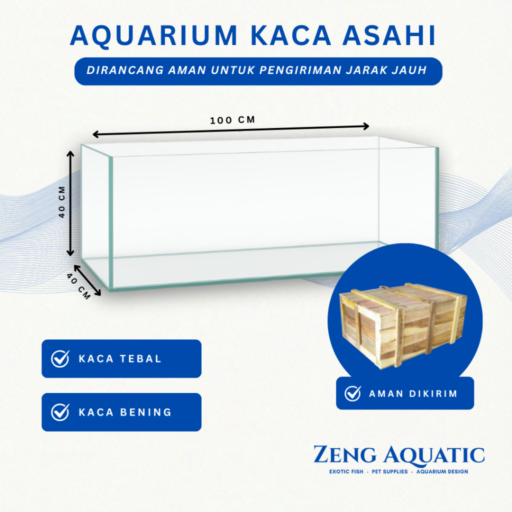 Jual Aquarium Kaca Bening Asahi 100x40x40 10mm Tank Ikan Akuarium Kaca ...