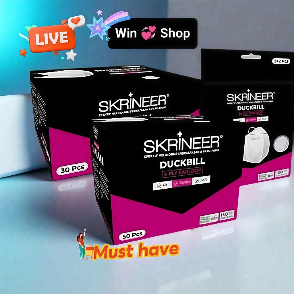 Jual BEST PRODUK_MASKER DUCKBILL SKRINEER 4 PLY 30s BFE 99% | Shopee ...