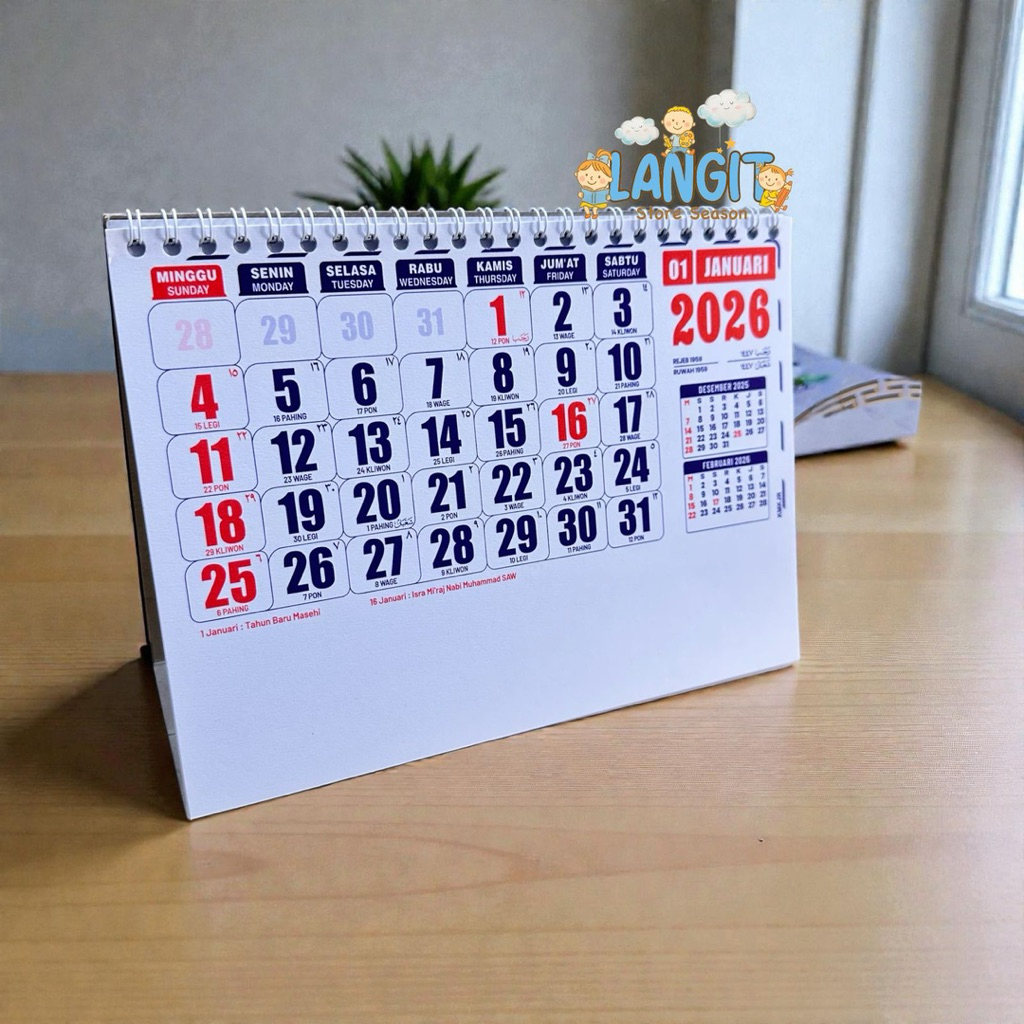 Jual Kalender Meja 2026 Angka HVS dapat Di tulis Tahun 2026 ukuran 16 ...