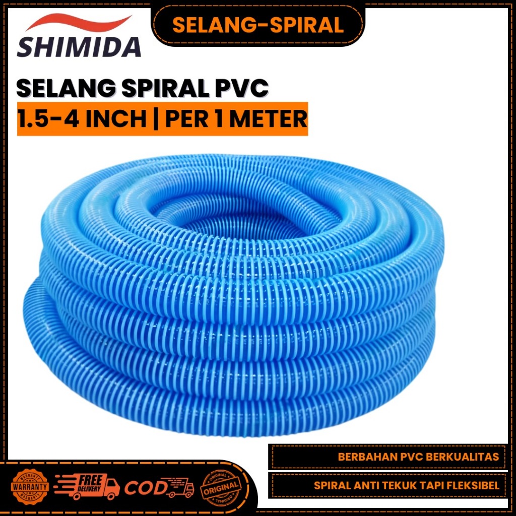 Jual Shimida Selang Spiral 1Meter Kuat Tebal 1.5/2/3/4 inch Hisap ...