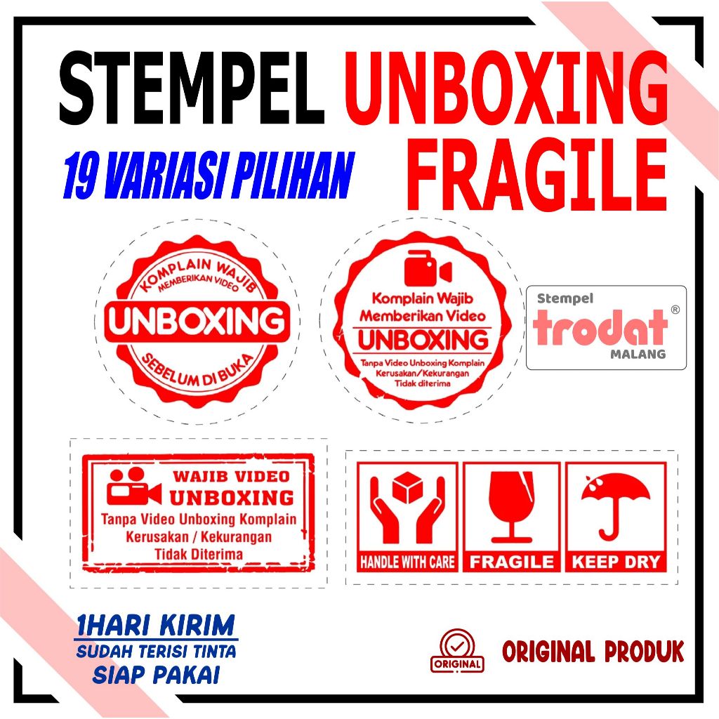 Jual STEMPEL UNBOXING, FRAGILE, Praktis, Cepat, Murah dan Banyak ...