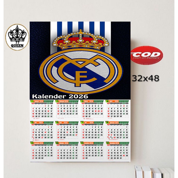 Jual KALENDER TAHUN 2026/KALENDER 2026 TEMA REAL MADRID/KALENDER ...