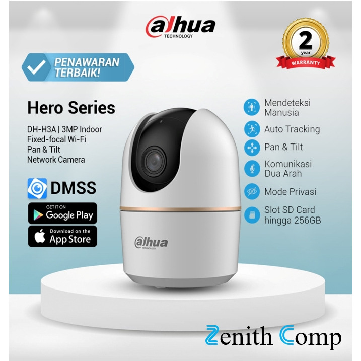 Jual DAHUA Hero A1 DH-H3A WiFi Indoor Camera 3MP 2K, PTZ 360, Human ...