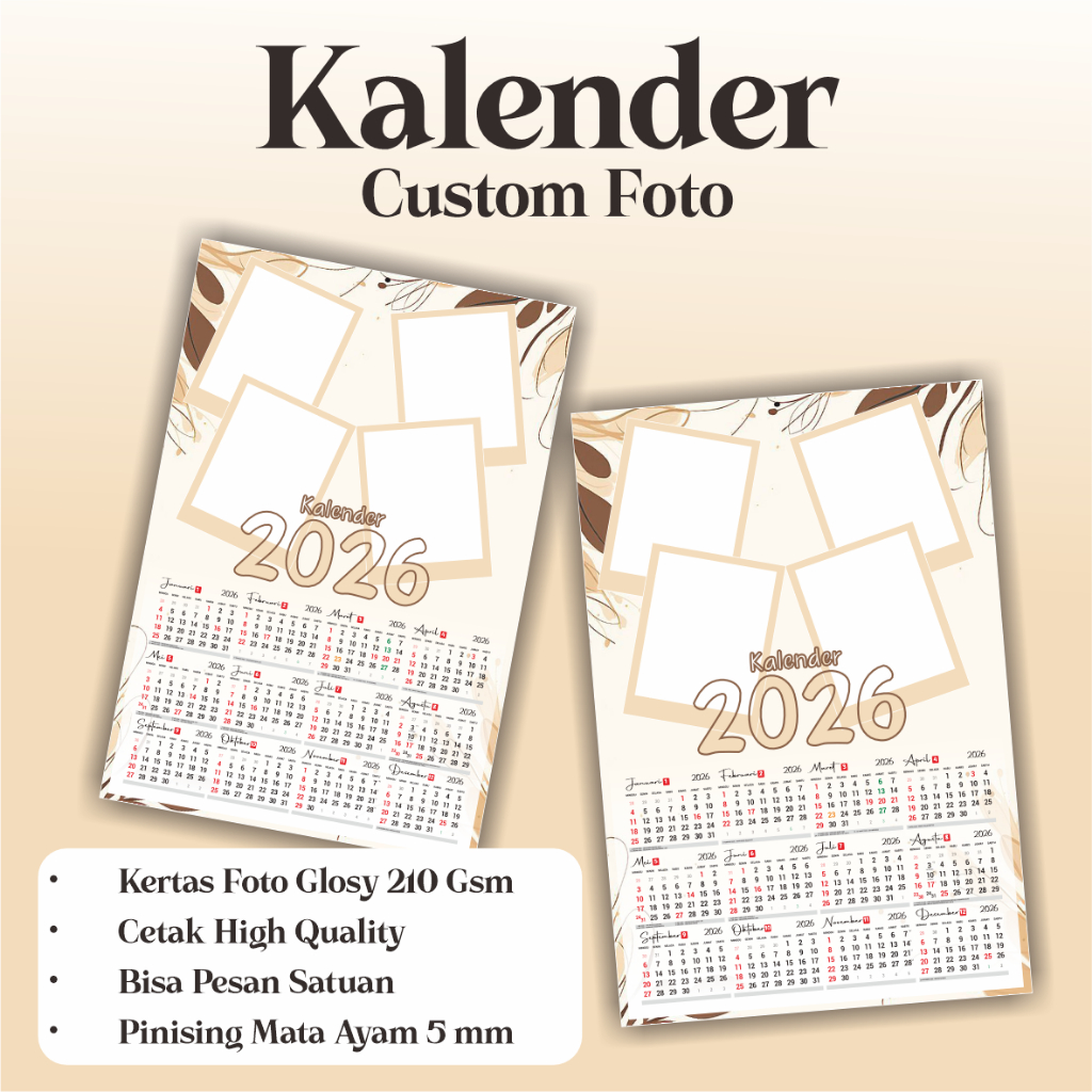 Jual Kalender 2026 Custom Foto | Cetak Satuan | Bisa Pakai Foto Sendiri ...