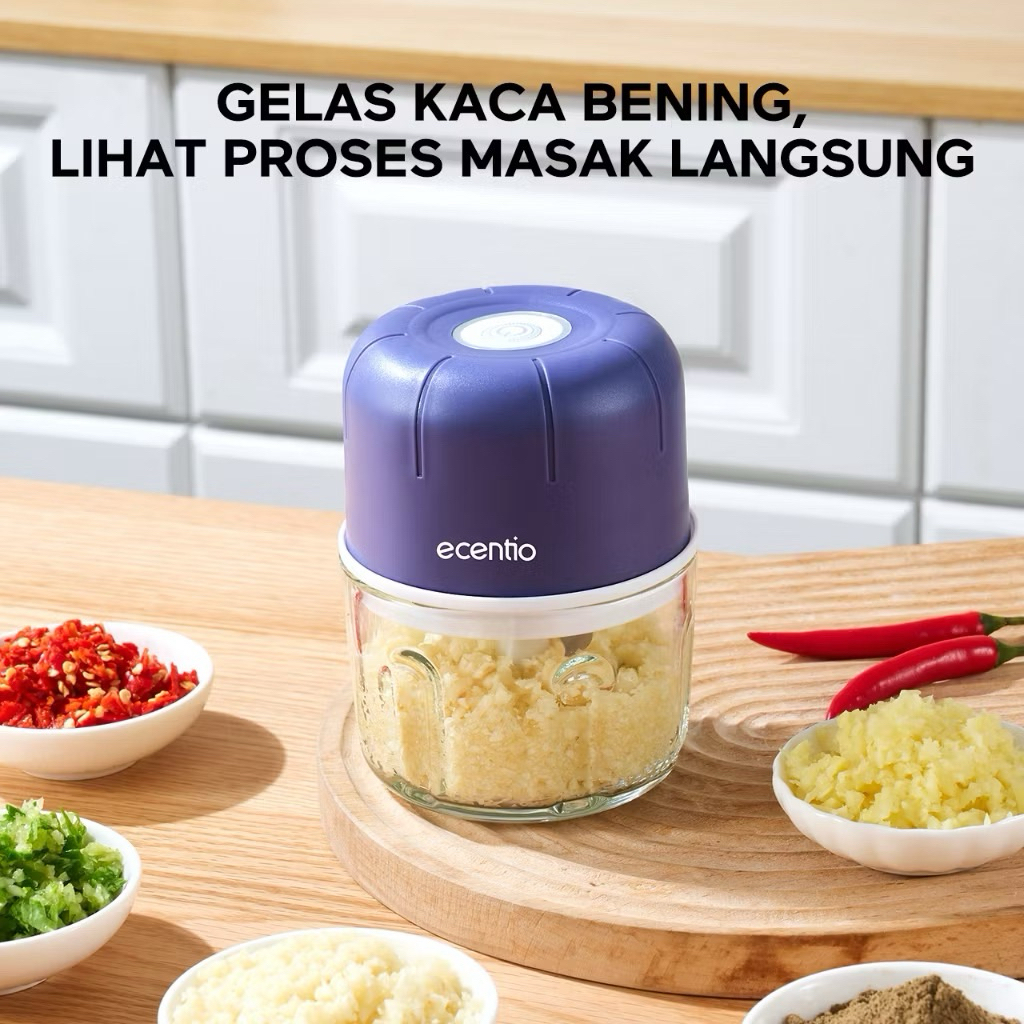 Jual ecentio Mini Chopper 6 mata pisau 250ml Portable kaca Blender Kaca ...