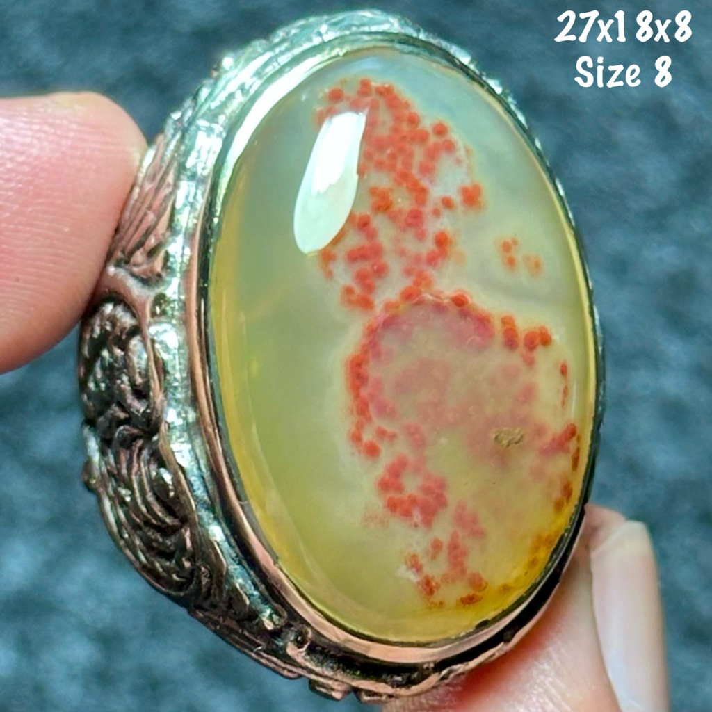 Jual Cincin Batu Akik Natural Baturaja Bintik Merah Didalam Batu 3D ...