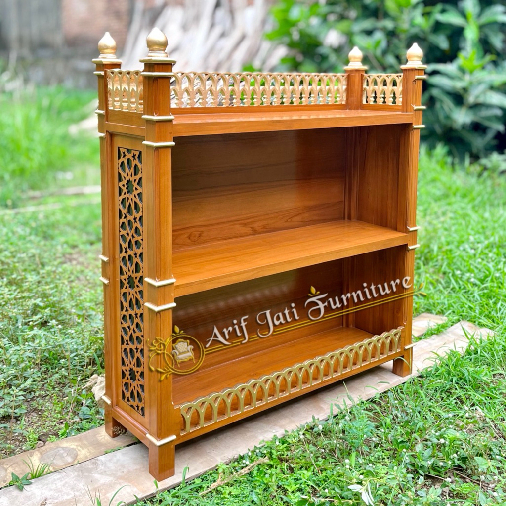 Jual Rak Quran dan Rak Kitab Kayu Jati Ukir Arabic Kubah Grade A ...