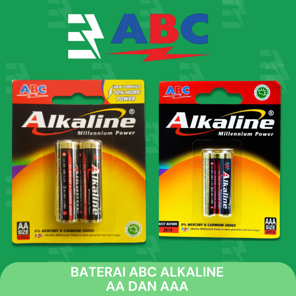 Jual ABC Alkaline Baterai Ukuran AA dan AAA 1 pack isi 2 pcs Baterai ...
