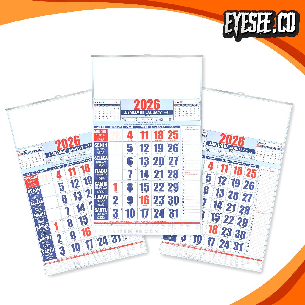 Jual Kalender Dinding 2026 Kalender Besar 32 x 48 Cm Kalender Almanak ...