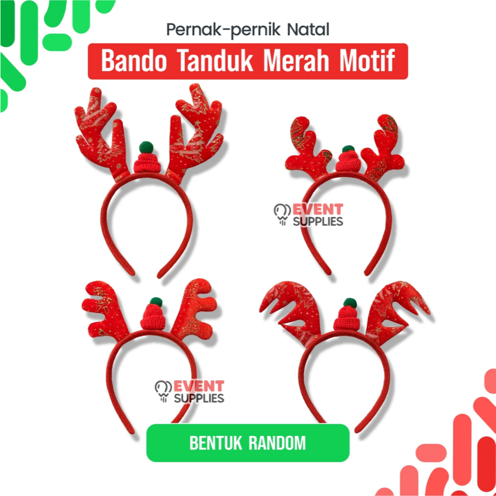 Jual Bando Natal Tanduk Rusa Merah Motif Batik Bandana Christmas ...