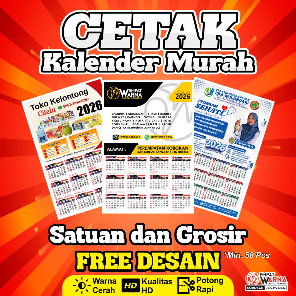 Jual CETAK KALENDER 2026 CUSTOM MURAH Sudah Termasuk Klem besi ...