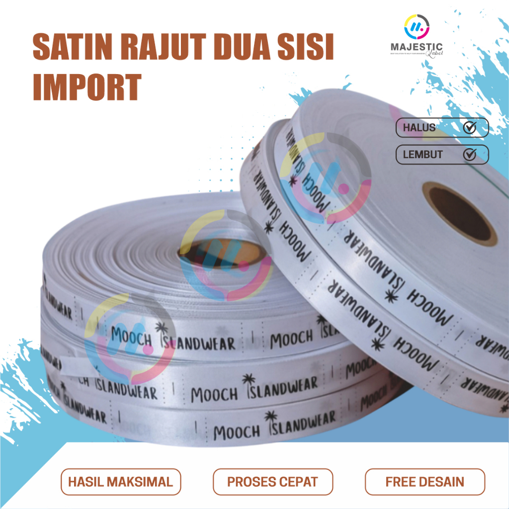 Jual 50 meter satin import + satin rajut dua sisi + cetak label baju ...