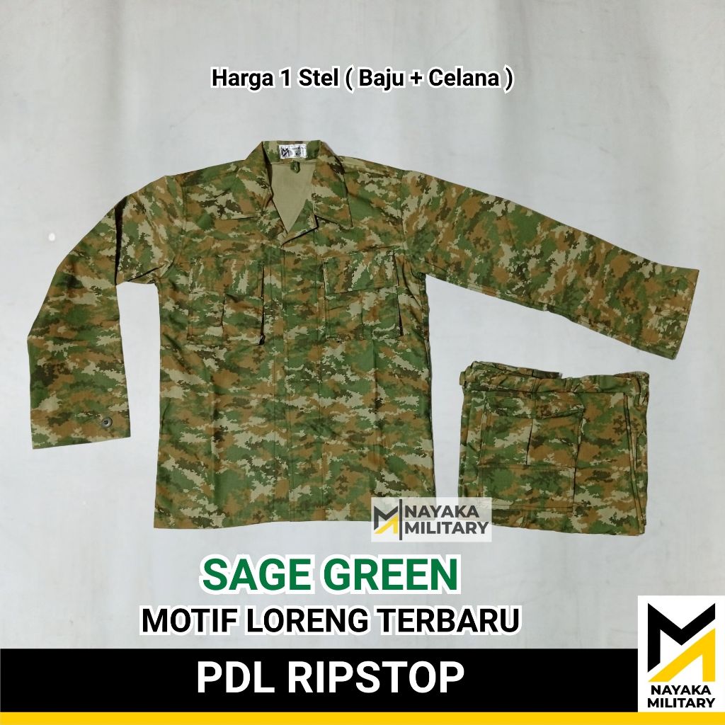 Jual Nayaka Military PDL Motif Terbaru Sage Green Seragam TNI Hijau ...