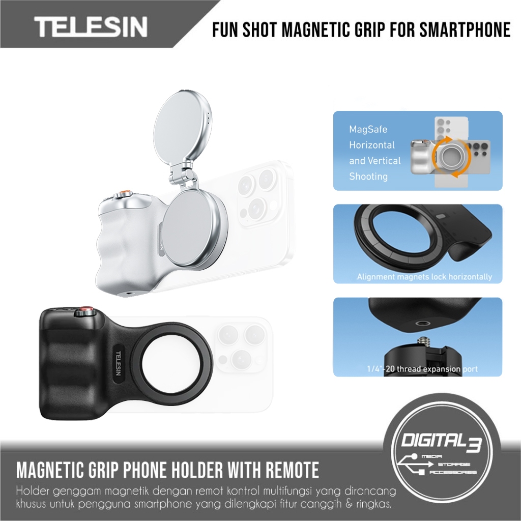 Jual TELESIN Fun Shot Magnetic Grip 1/Fun Shot Magnetic Grip 2 For ...