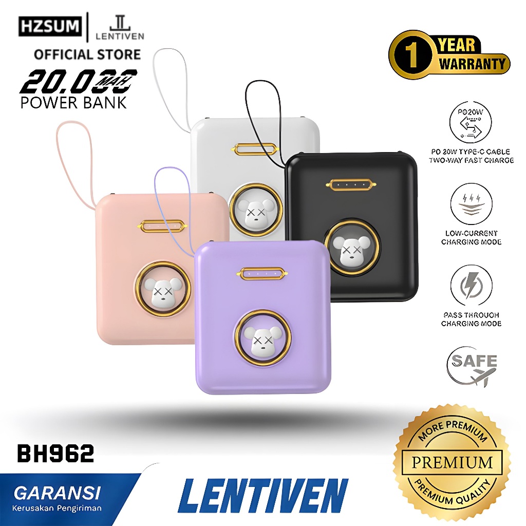 Jual HZSUM LENTIVEN PowerBank 20000mah Mini Size With 4 USB Fast ...