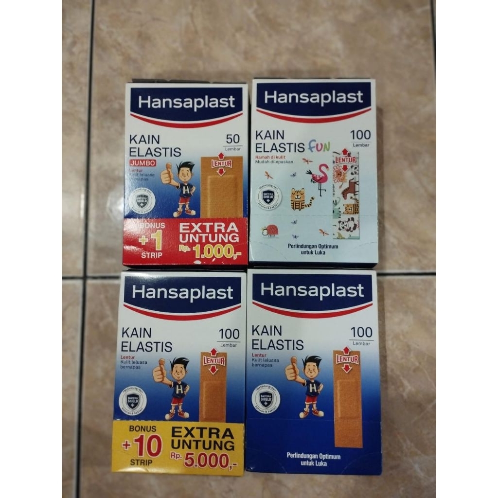 Jual HANSAPLAST PLESTER KAIN ELASTIS ISI 100 LEMBAR DAN 50 LEMBAR ...