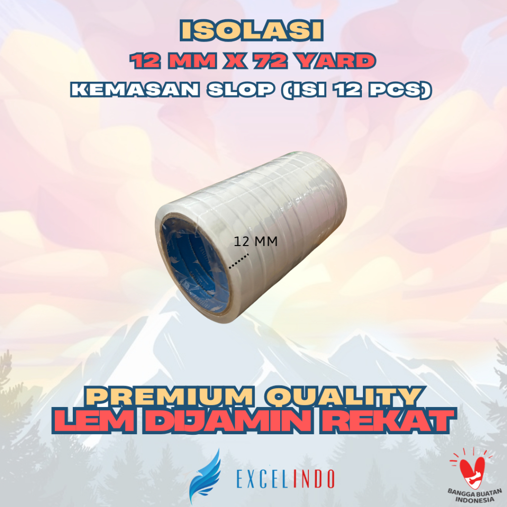 Jual (1 Slop Isi 12 pcs) EXCELINDO Isolasi / Stationery Tape 1/2 inch ...
