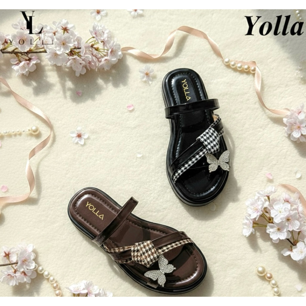 Jual YOLLA-Sandal platform wanita motif kupu kupu super empuk dan ...