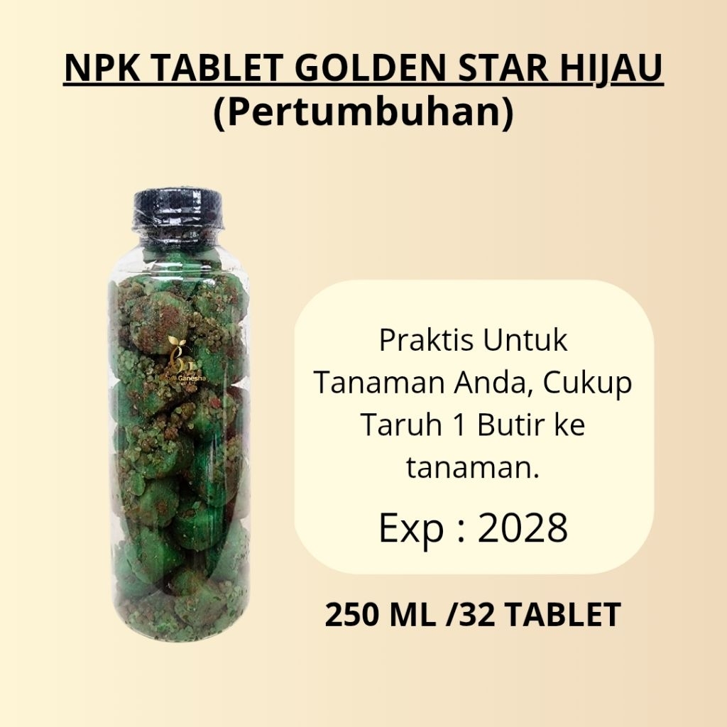 Jual NPK TABLET GOLDEN STAR HIJAU (PERTUMBUHAN) || NPK TABLET GOLDEN ...