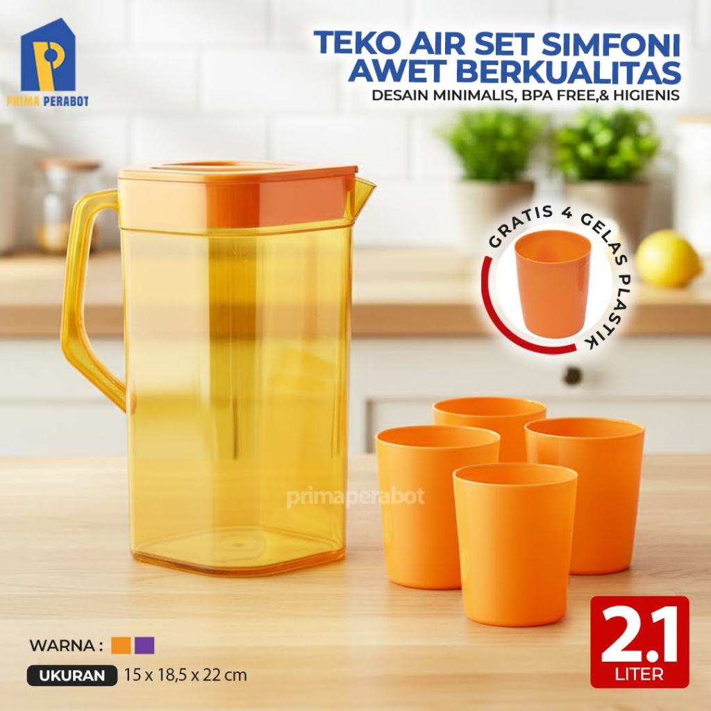 Jual Teko Air Eskan Set Gelas 2,1 Liter Water Jug Simfoni | Shopee ...